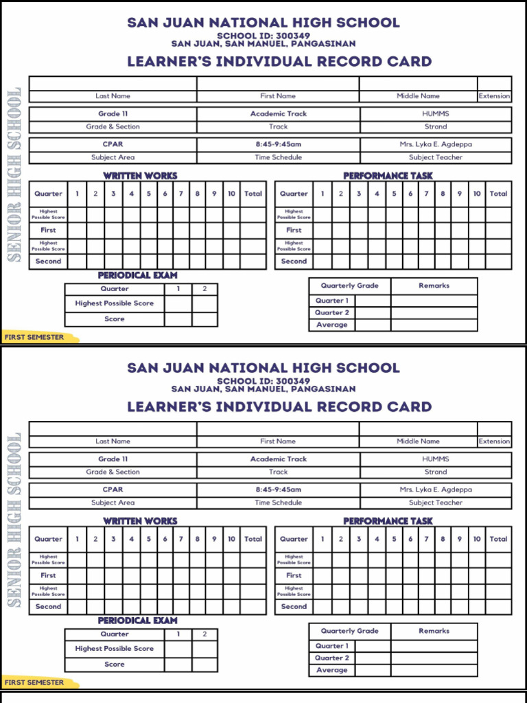 Class Card 2023-2024 - Cpar | PDF