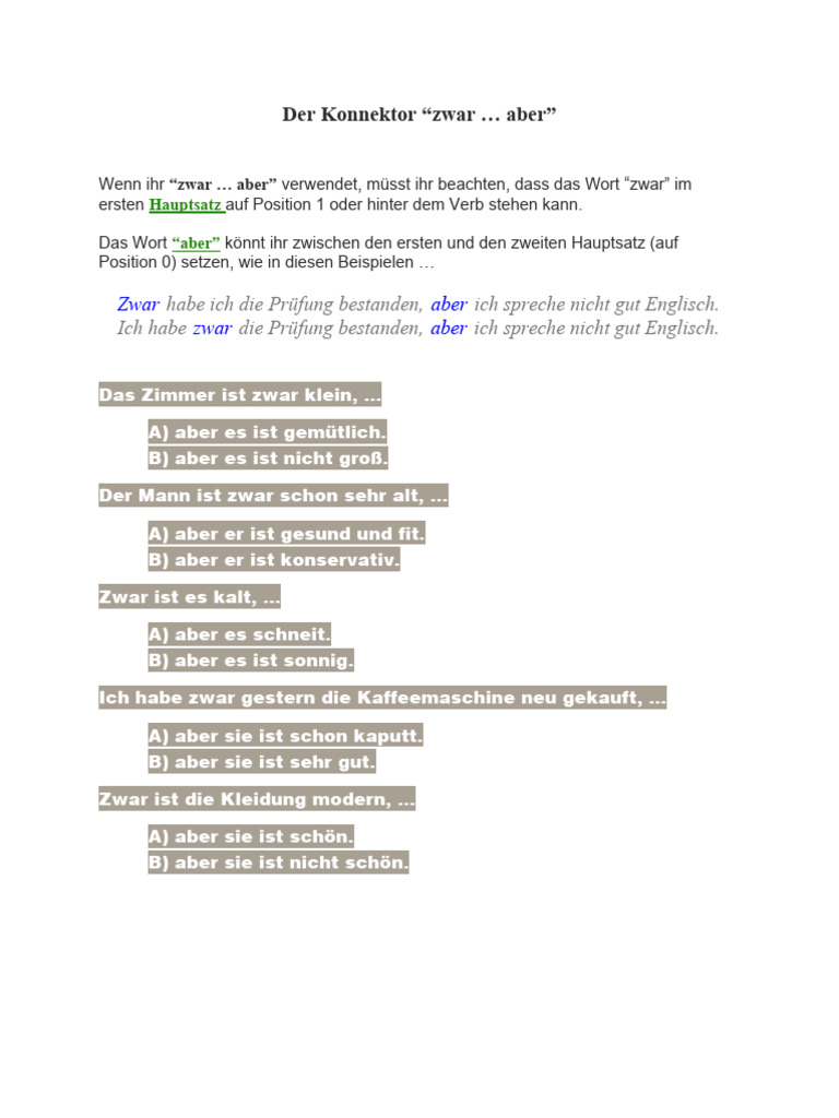 Doppelkonnektor Zwar-Aber | PDF