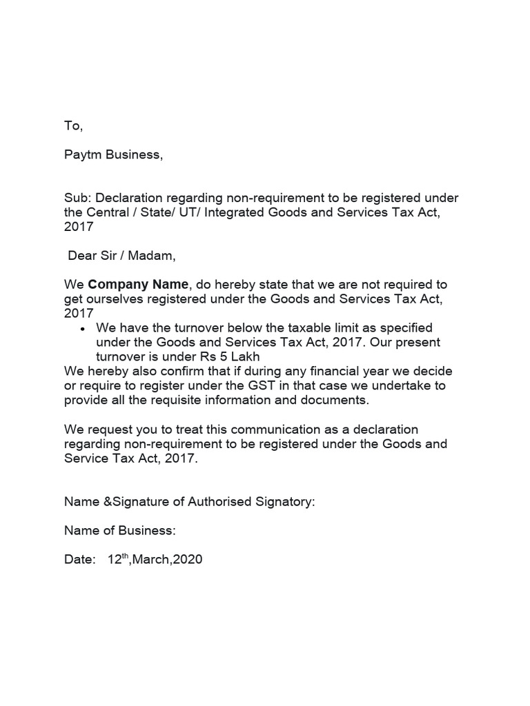 Non GST Business Letter | PDF