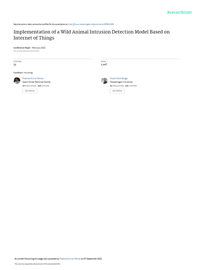 Implementation of A Wild Animal Intrusion Detection Model Based On ...