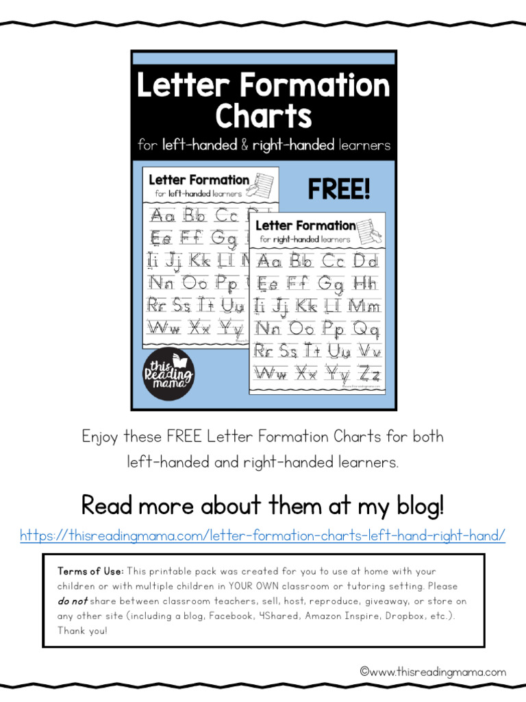 Left-Handed Letter Formation Charts | PDF