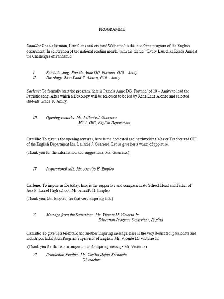 Programme Script... | PDF