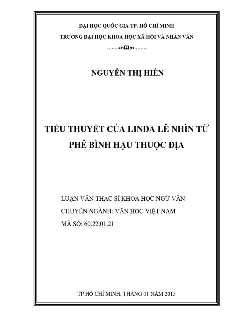 (123doc) Tieu Thuyet Cua Linda Le Nhin Tu Phe Binh Hau Thuoc Dia | PDF