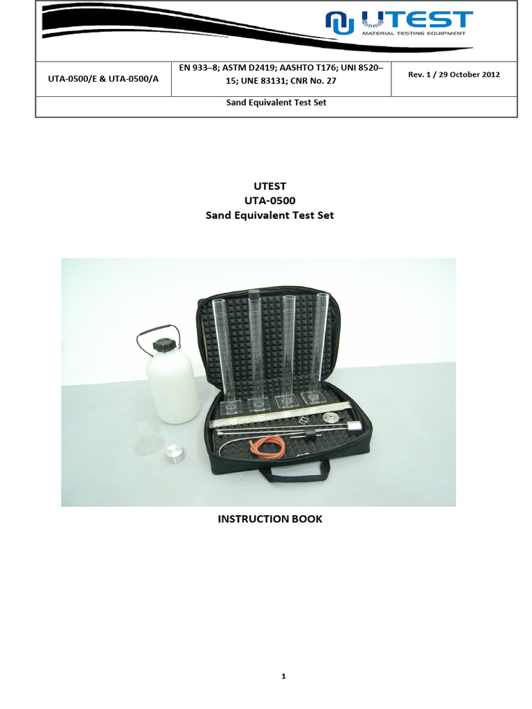UTA-0500 Sand Equivalent Test Set Manuel | PDF