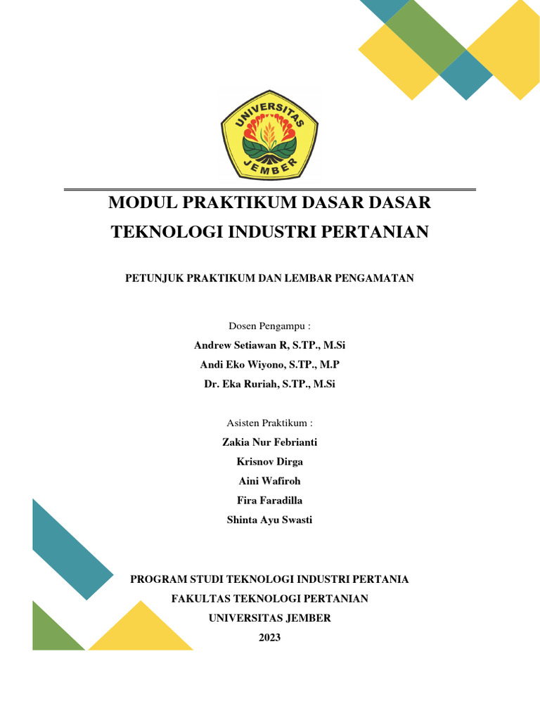 MODUL PRAKTIKUM DASAR DASAR TEKNOLOGI INDUSTRI PERTANIAN Acara 5 | PDF