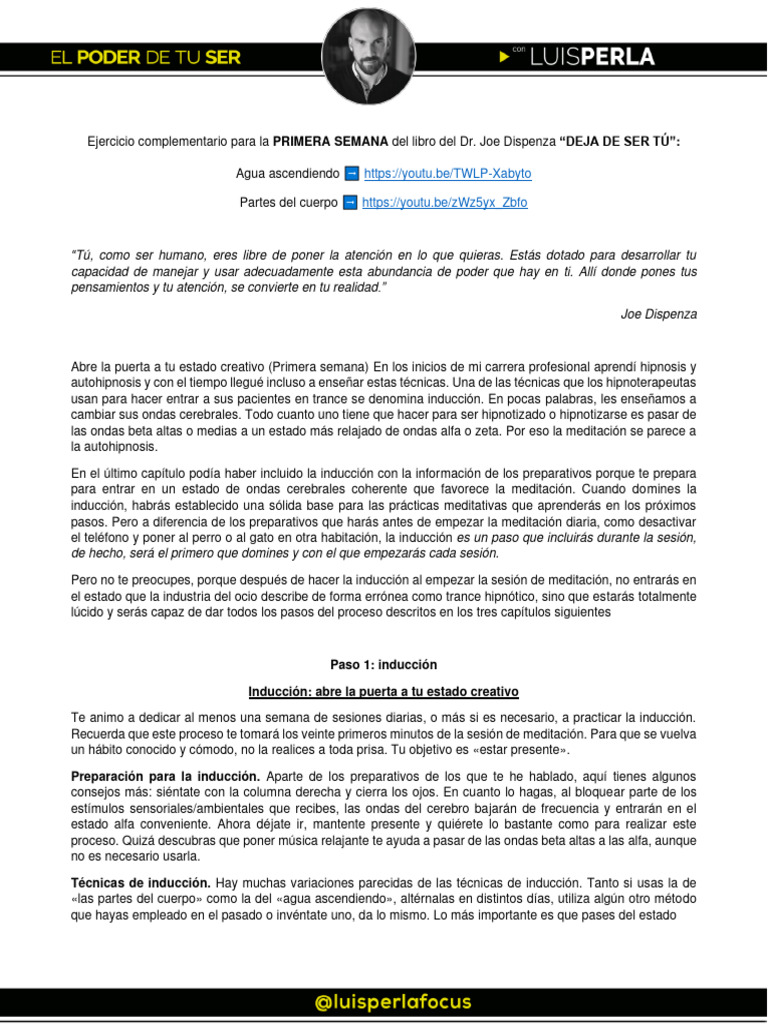 1 Semana - DeJA de SER TU Ejercicio Complementario | PDF