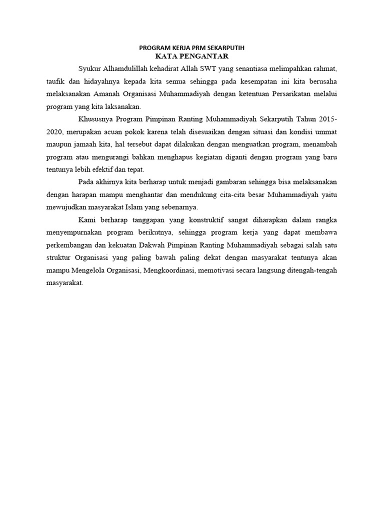 Program Kerja PRM Wotansari | PDF