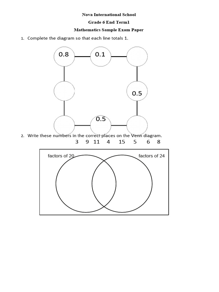 Grade 6 Maths Sample Exam Paper | PDF