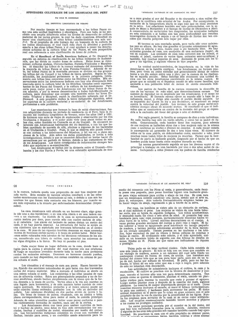 Cultura Amahuaca: Afinidades y Clasificación | PDF