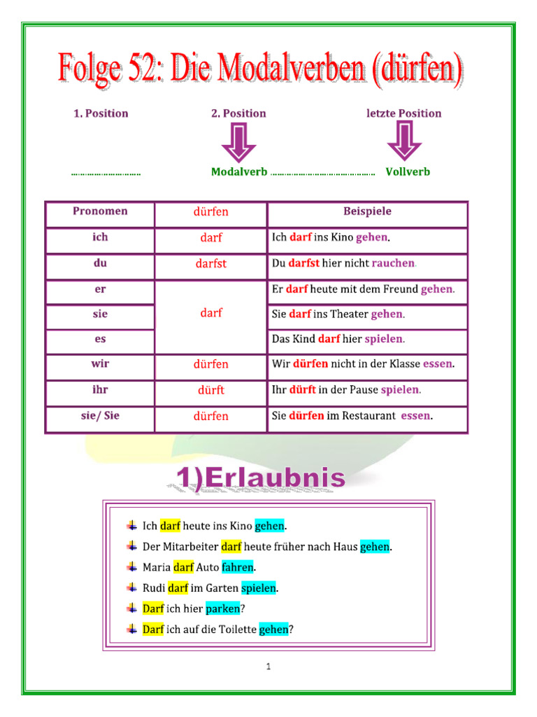 52 Modalverb Dürfen | PDF