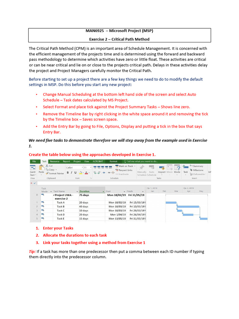 Exercise2 MS Project | PDF