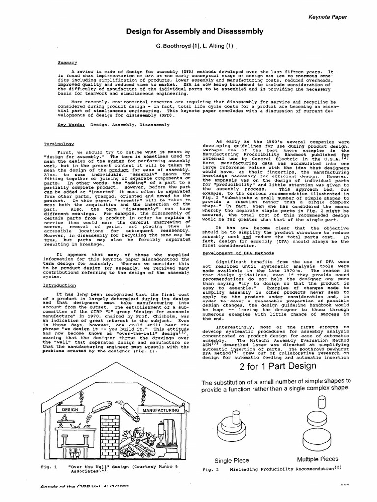 06 - DfAD - Design For Assembly and Disassembly (1992) | PDF