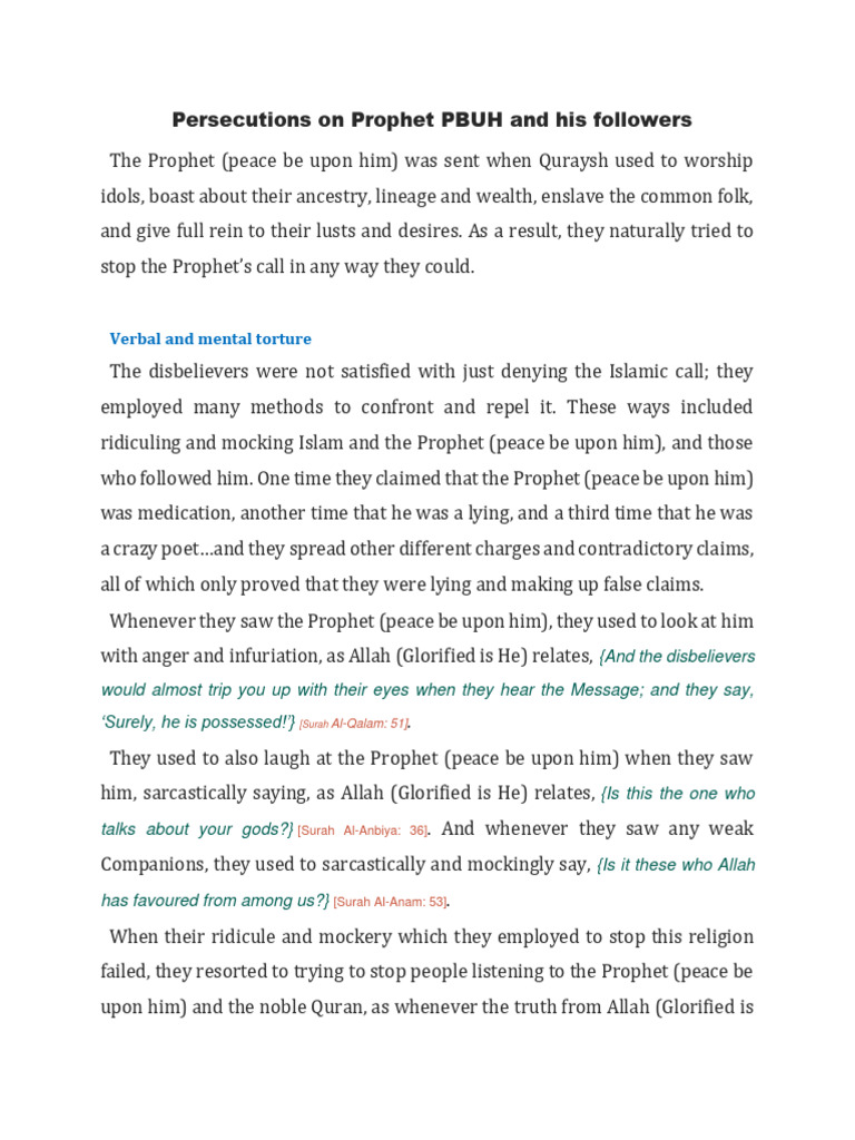 Persecution On Prophet Muhammad SAW | PDF