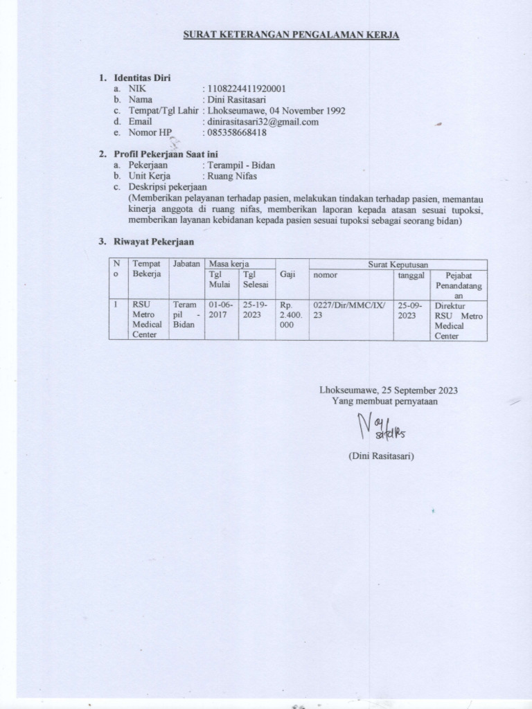 Kompres Surat Pengalaman Kerja Dan Keterangan Pengalam Kerja | PDF