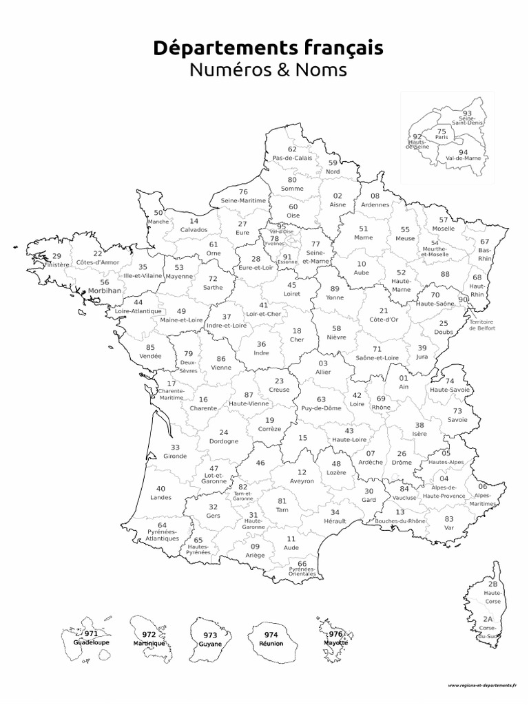 Carte Departements Francais Noms Numeros | PDF