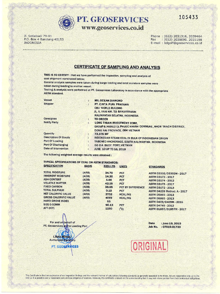 Coa Cv. Cinta Puri Pratama Juni 2019 | PDF