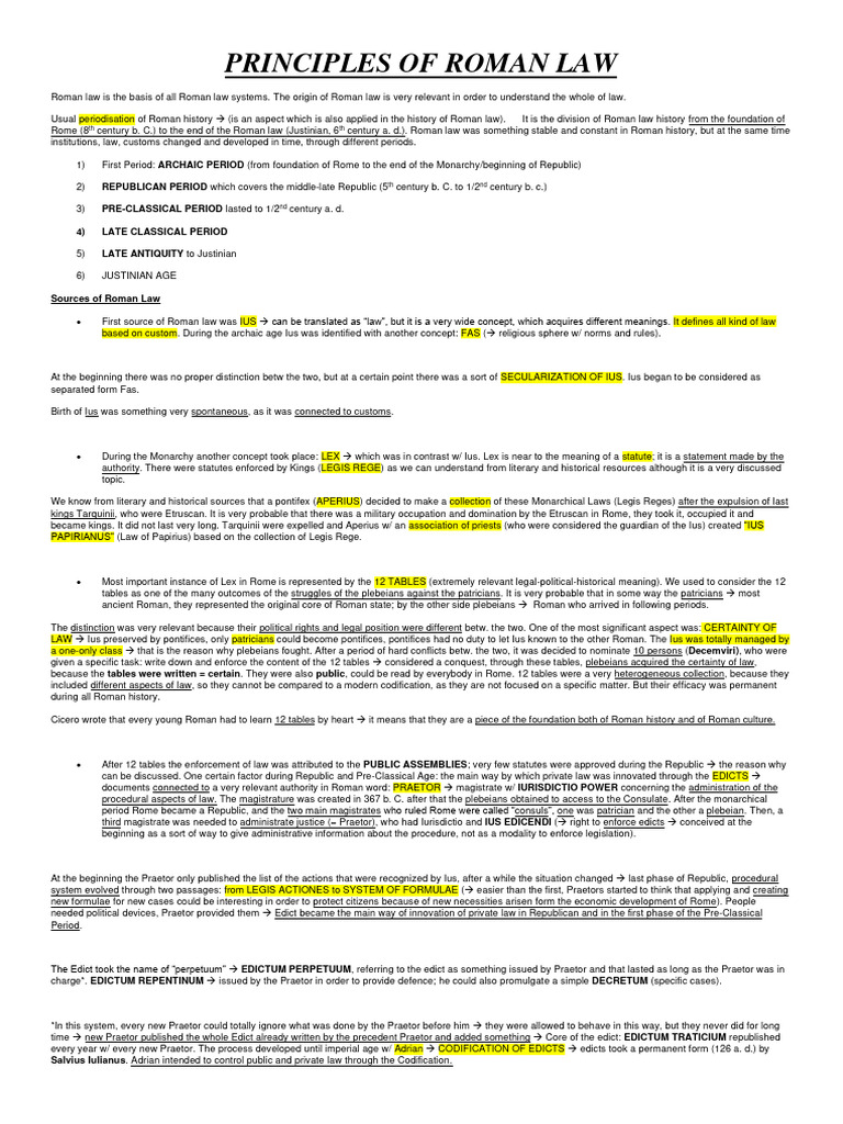 Roman Law Notes | PDF