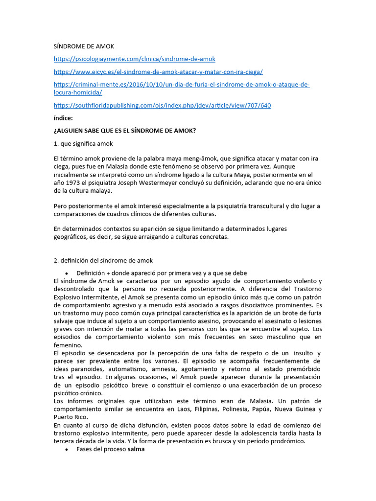 Síndrome de Amok | PDF