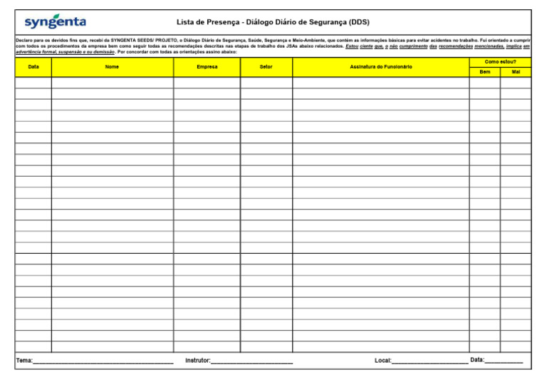 Lista de Presença DDS | PDF