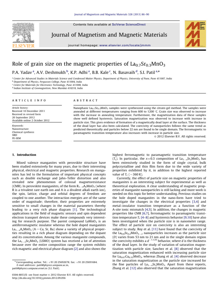 Journal of Magnetism and Magnetic Materials | PDF