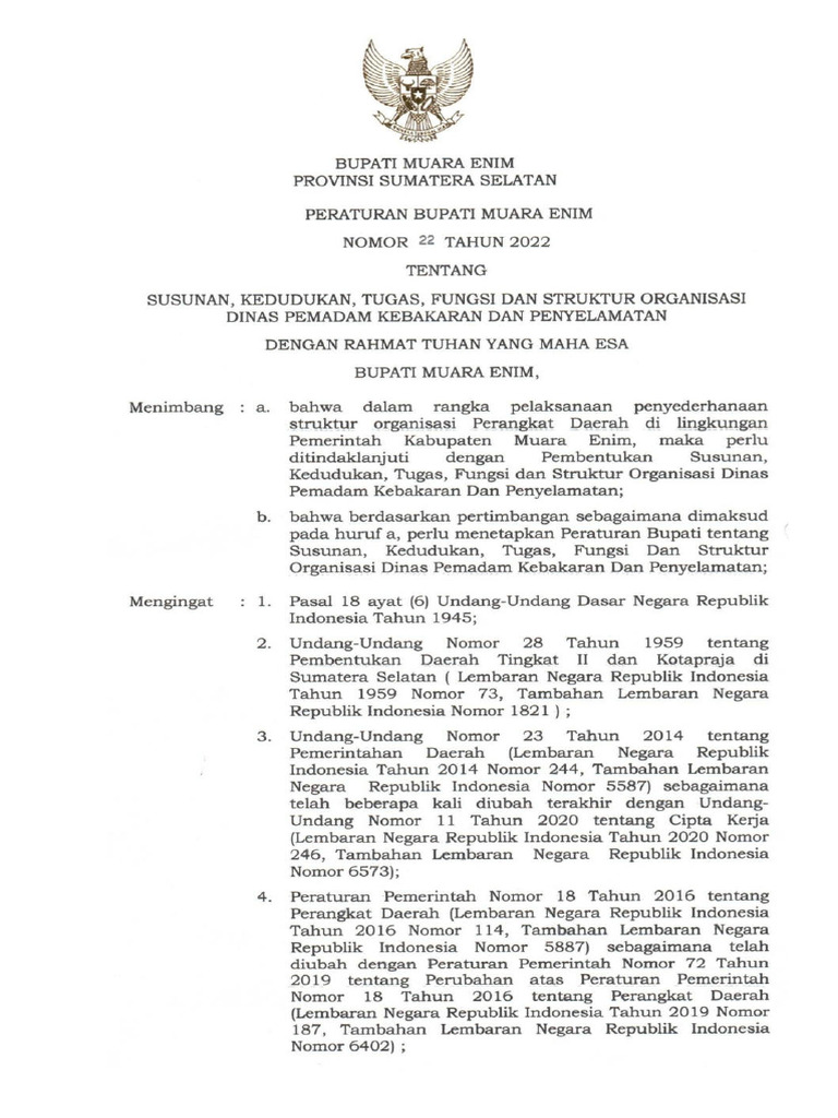 Perbup 22 Tahun 2022 | PDF