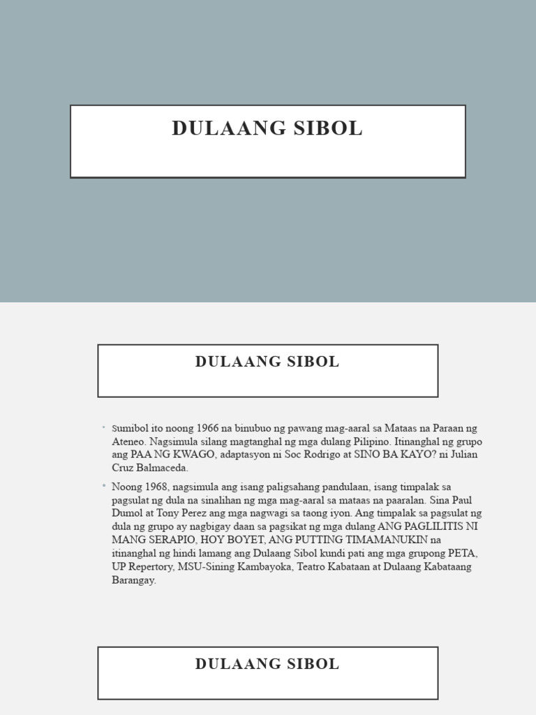 Dulaang Sibol | PDF