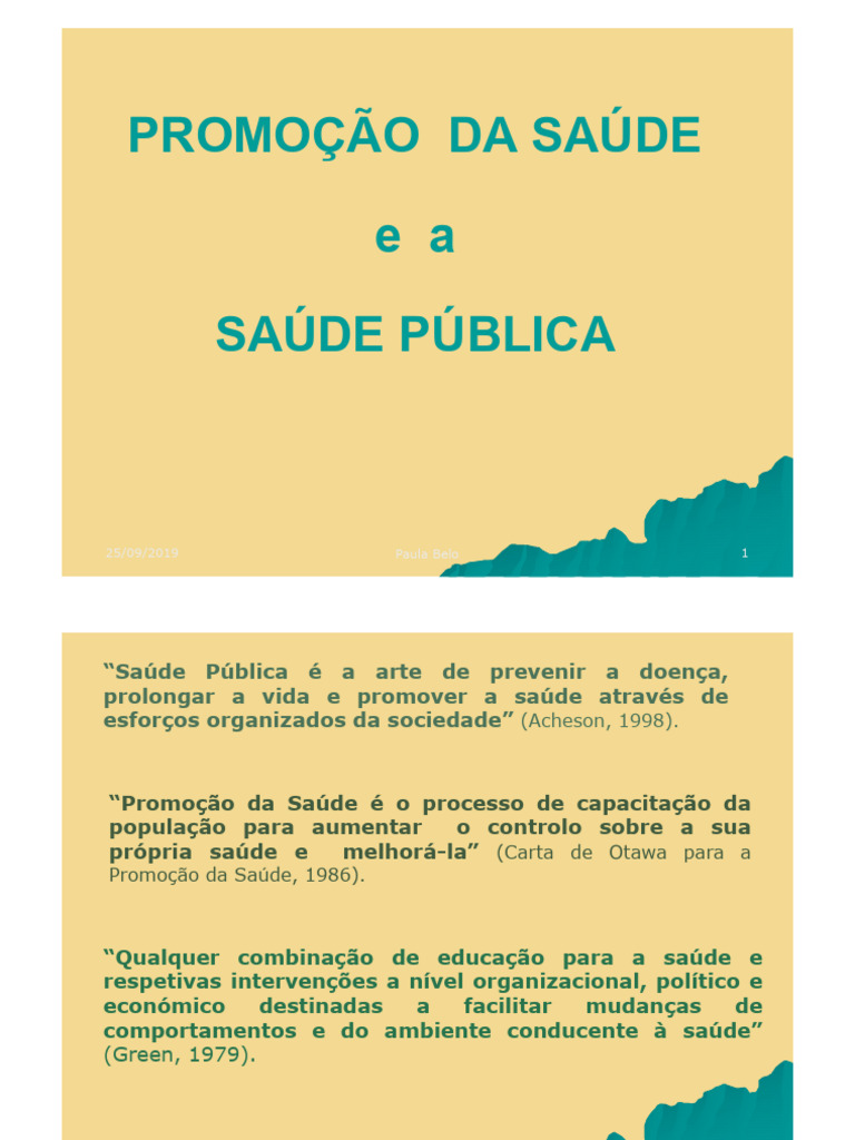 Promoção da Saúde e Saúde Pública | PDF