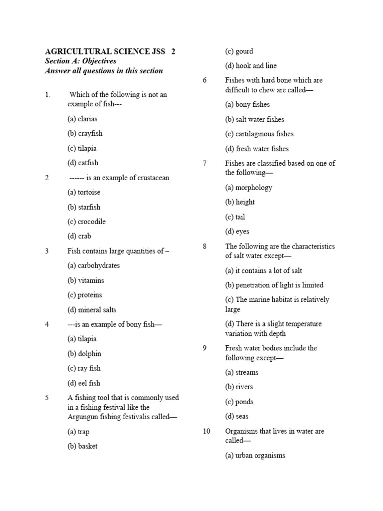 Agricultural Science JSS 2 Third Term Exam | PDF