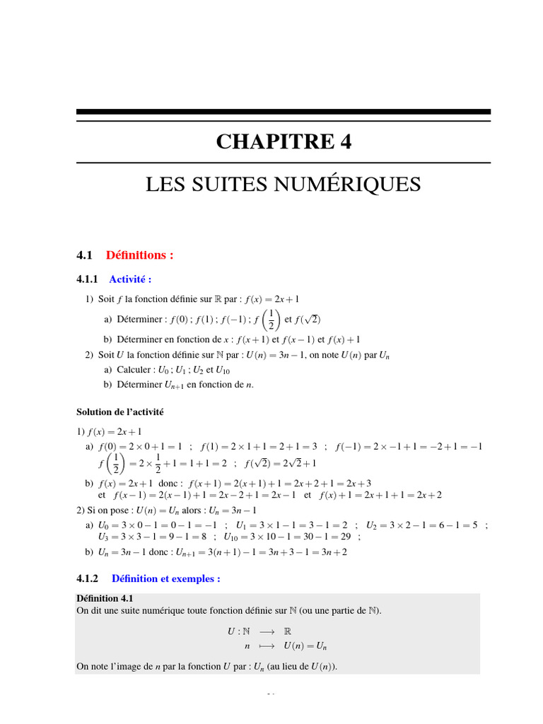 Introduction aux suites numériques | PDF