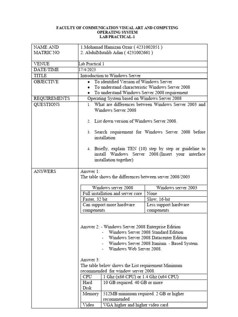 Os - Lab Practical 1 | PDF