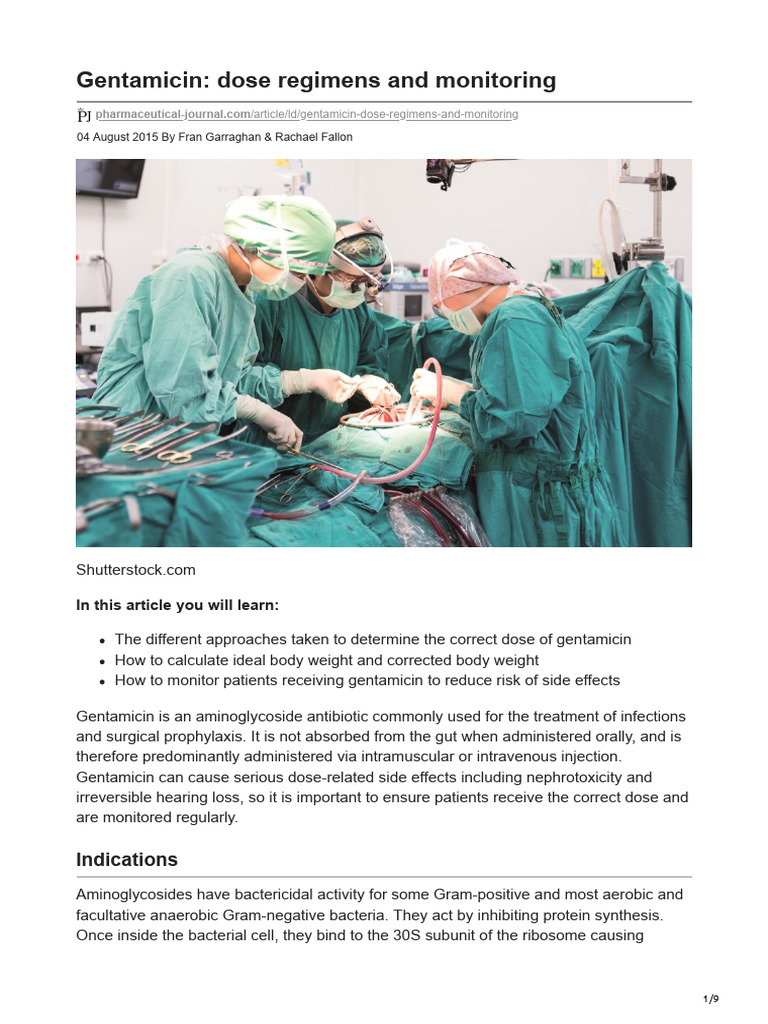 Gentamicin Dose Regimens and Monitoring | PDF