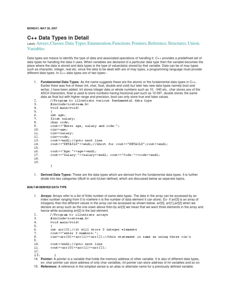 Derived Data Types | PDF | Data Type | Integer (Computer Science)