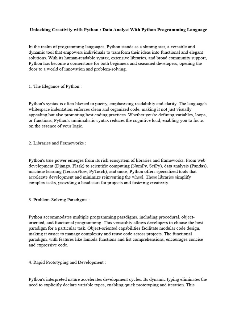 Data Analyst With Python Programming Language | PDF