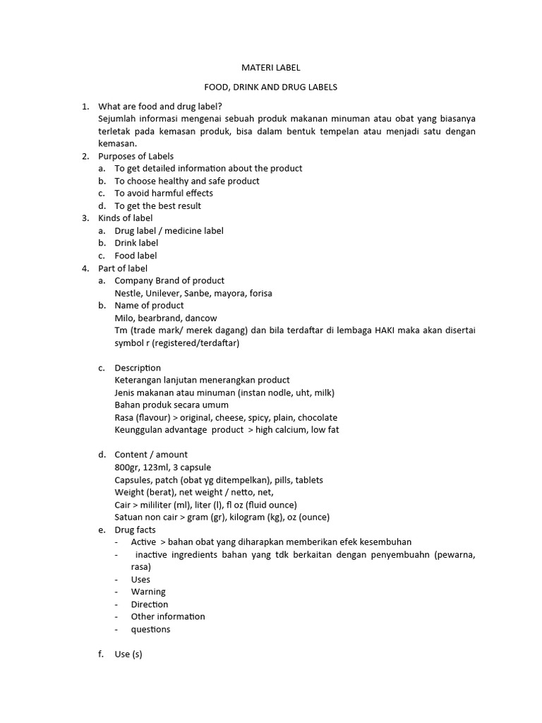 Materi Label | PDF | Kesehatan Holistik