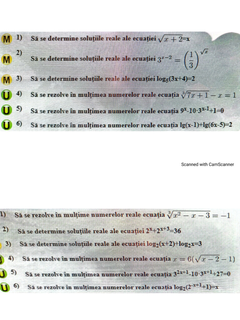Ecuatii Exponențiale Și Logaritmice | PDF