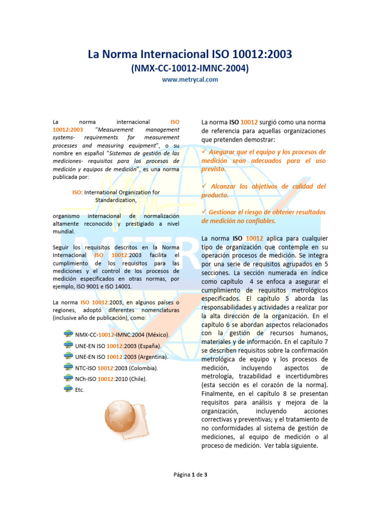 La Norma Internacional ISO 10012 | PDF