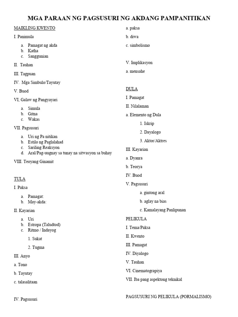 Mga Paraan NG Pagsusuri NG Akdang Pampanitikan | PDF