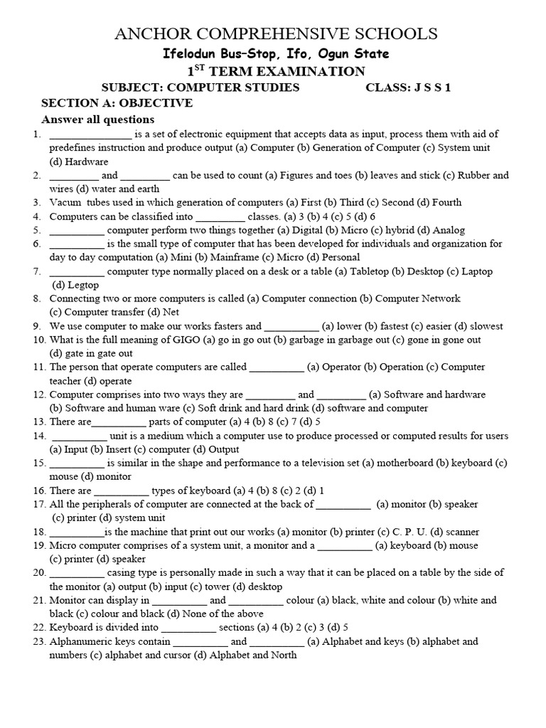 Anchor Comprehensive Schools | PDF