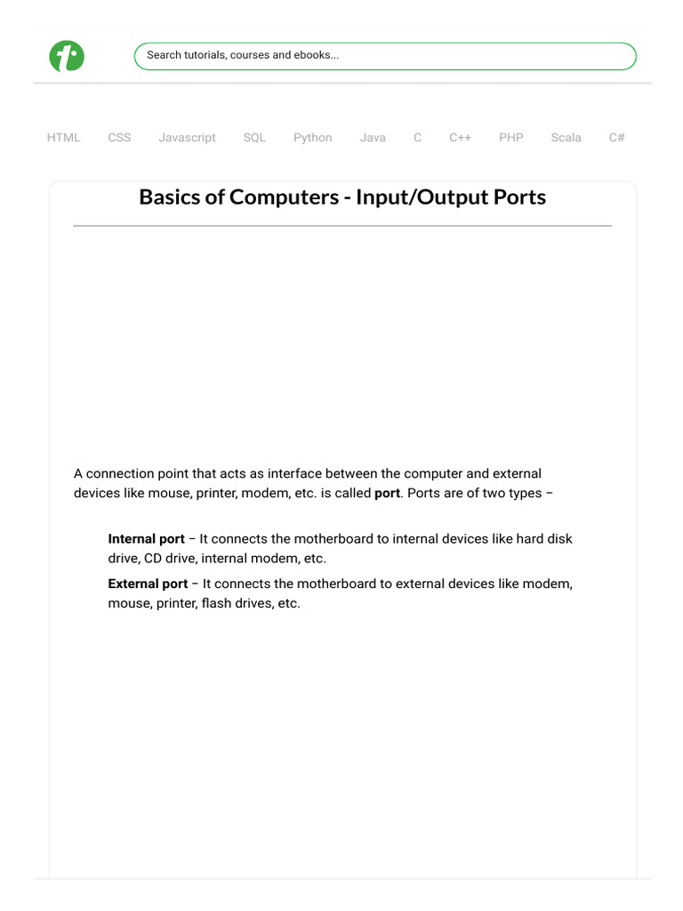 Basics of Computers - Input - Output Ports | PDF