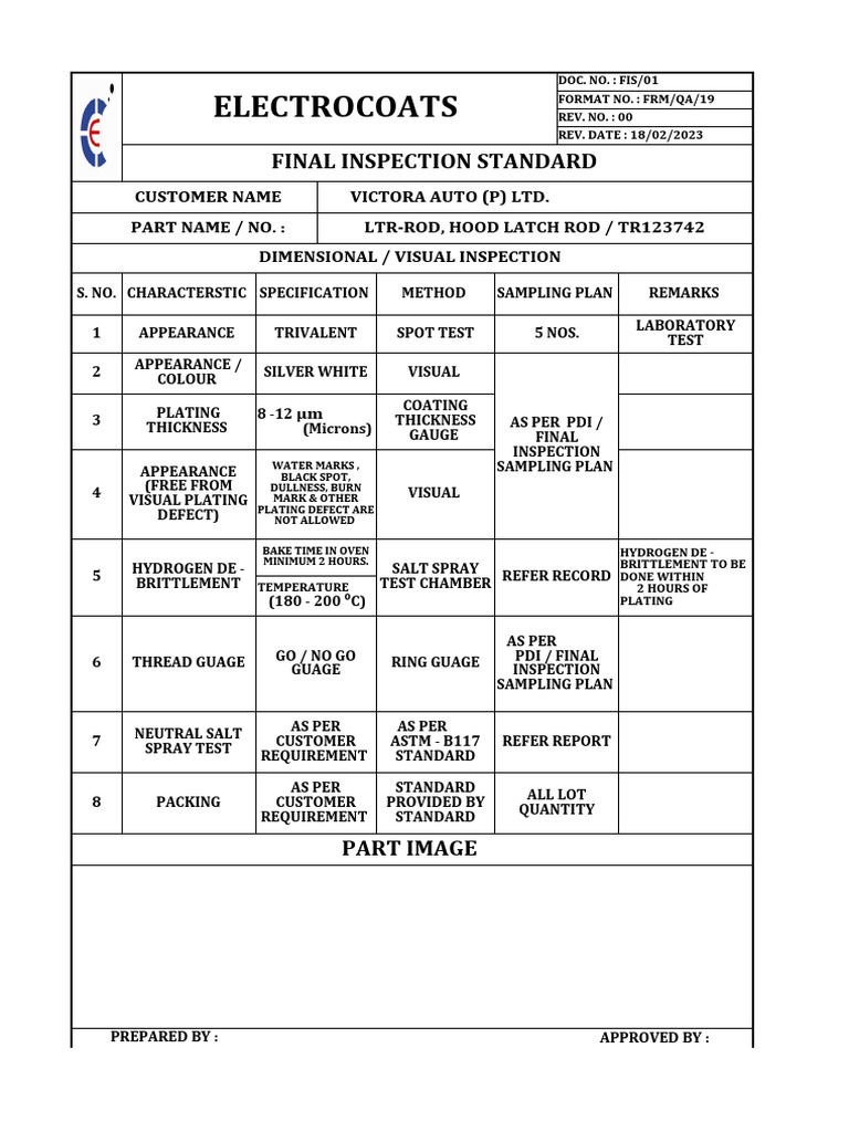 Final Inspection Standard Collection | PDF