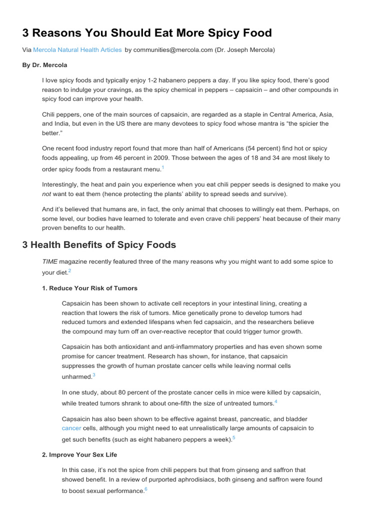 3 Reasons You Should Eat More Spicy Food | PDF 3 Reasons You Should Eat More Spicy Food | PDF