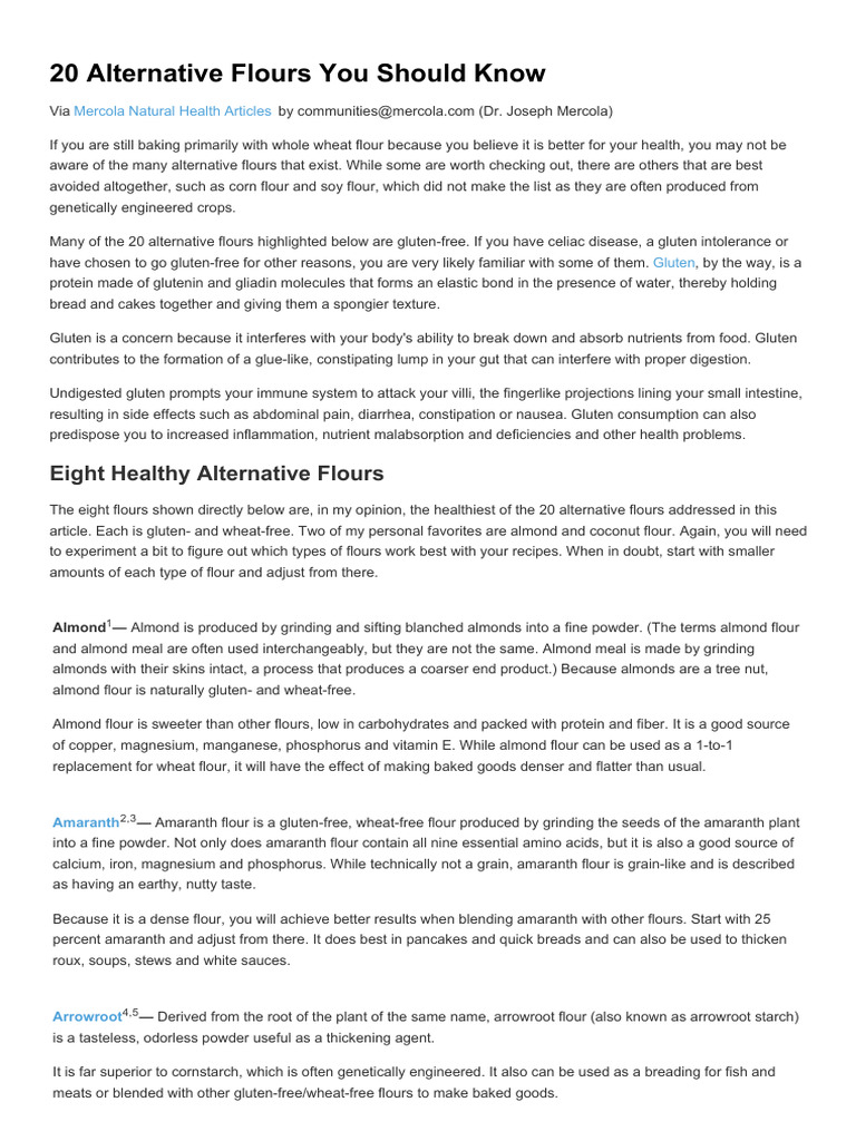 20 Alternative Flours You Should Know | PDF | Cooking, Food & Wine ...