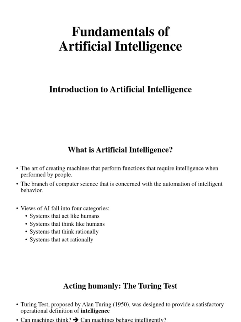 Lec01 introductionToAI | PDF
