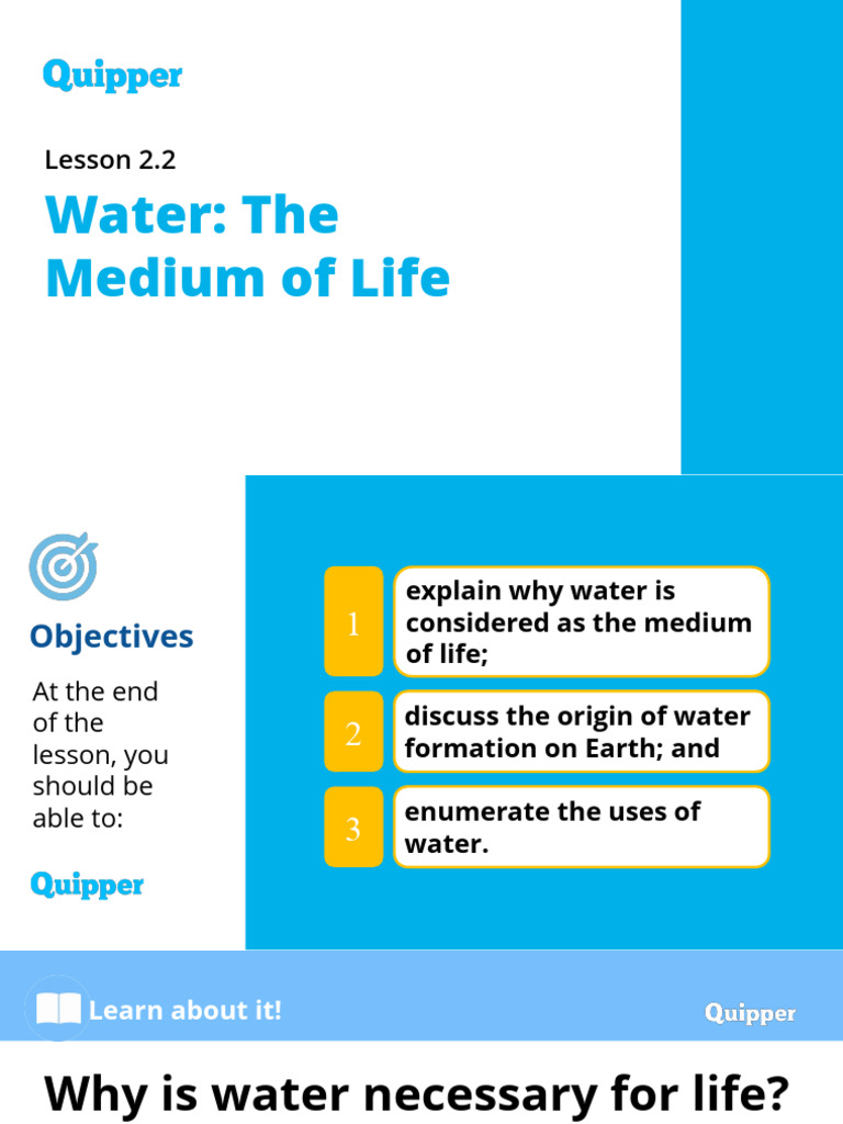 Earth Science SHS 2.2 Water The Medium of Life | PDF
