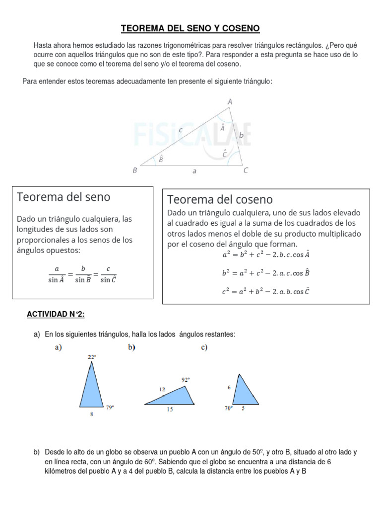 Teorema Del Seno y Coseno | PDF