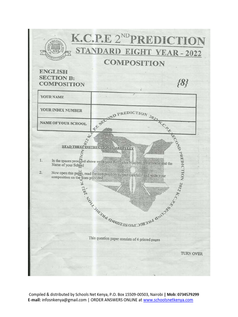 Primary Class 8 Kcpe 2nd Prediction Composition 2022 | PDF