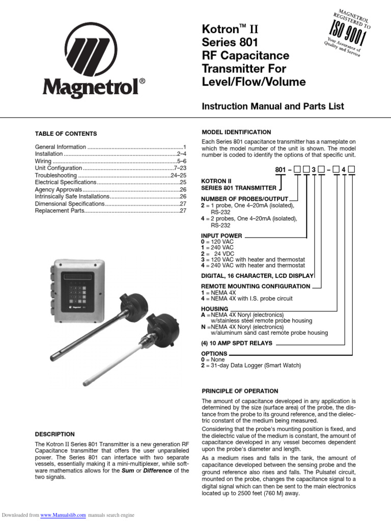 Kotron II Series 801 Transmitter Guide | PDF
