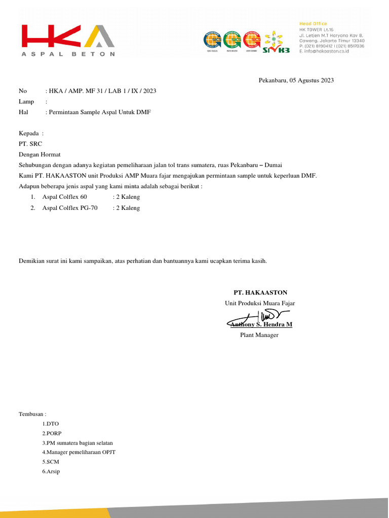 Surat Permohonan Sample | PDF