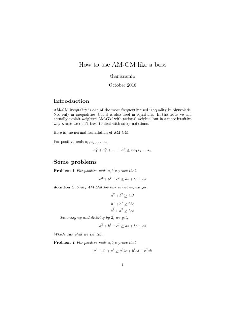 Applying AM-GM Like A Boss | PDF