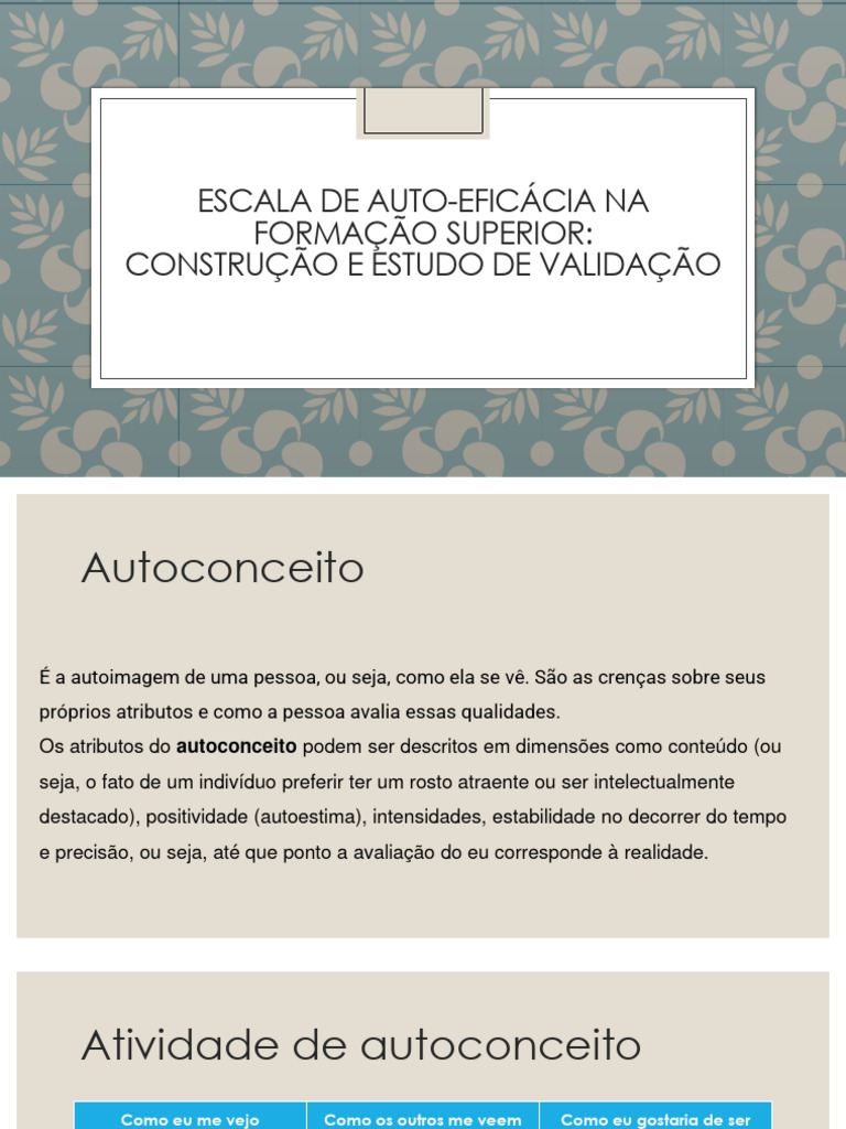 Escala de Auto-Eficácia Na Formação Superior | PDF